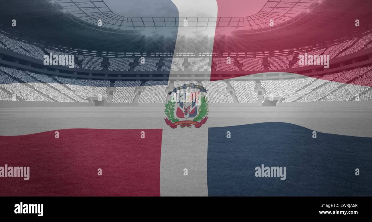 Image of flag of dominican republic over sports stadium Stock Photo - Alamy