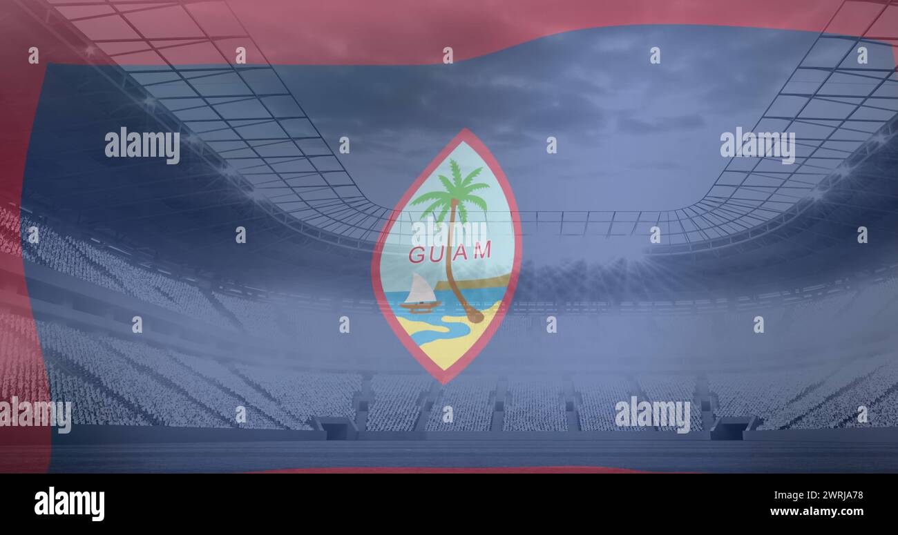 Image of flag of guam over sports stadium Stock Photo - Alamy