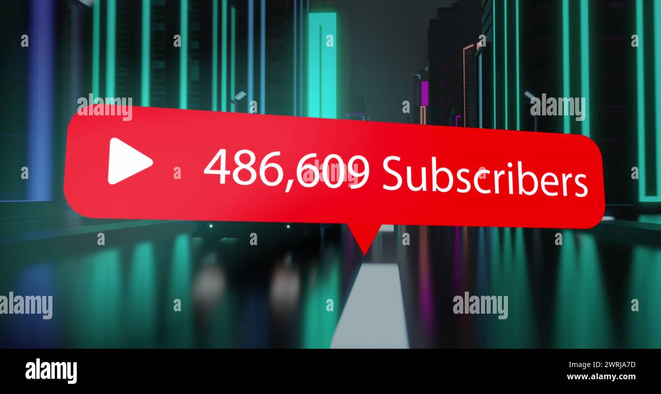 Image of digital interface with subscribers text over car driving Stock ...