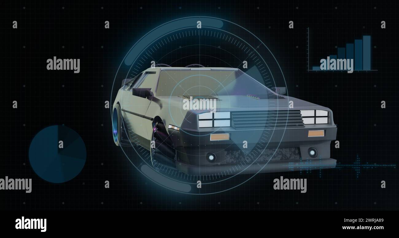 Image of digital interface with statistics over car driving Stock Photo - Alamy