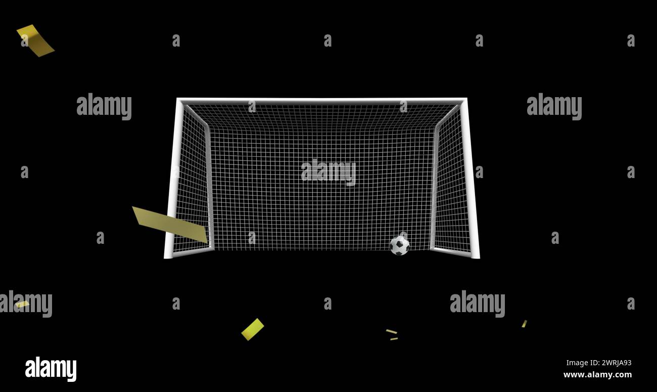 Image of confetti over goal and football Stock Photo - Alamy