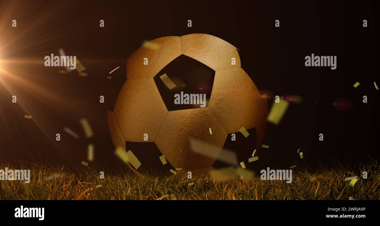 Image of spinning white globe over football ball Stock Photo - Alamy