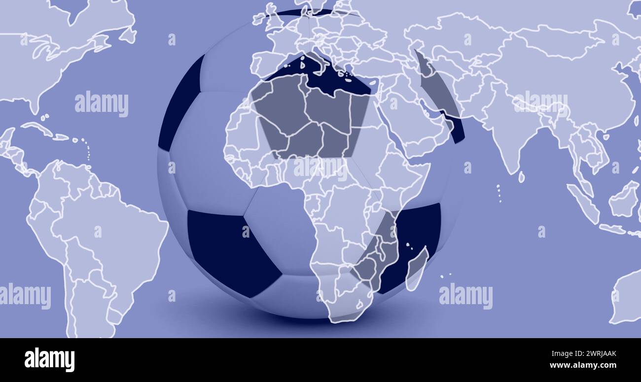 Animation world map over team hi-res stock photography and images - Alamy