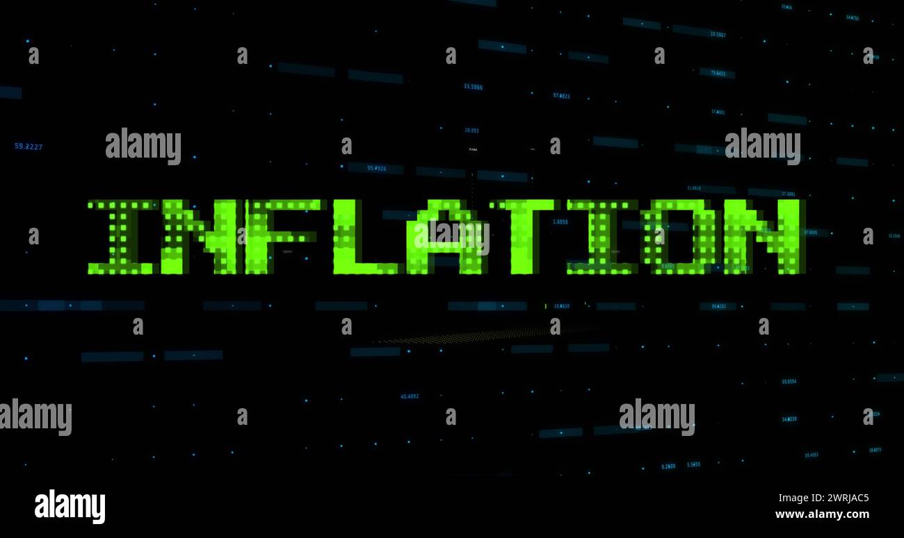 Image of inflation text in green over graph and processing data Stock ...