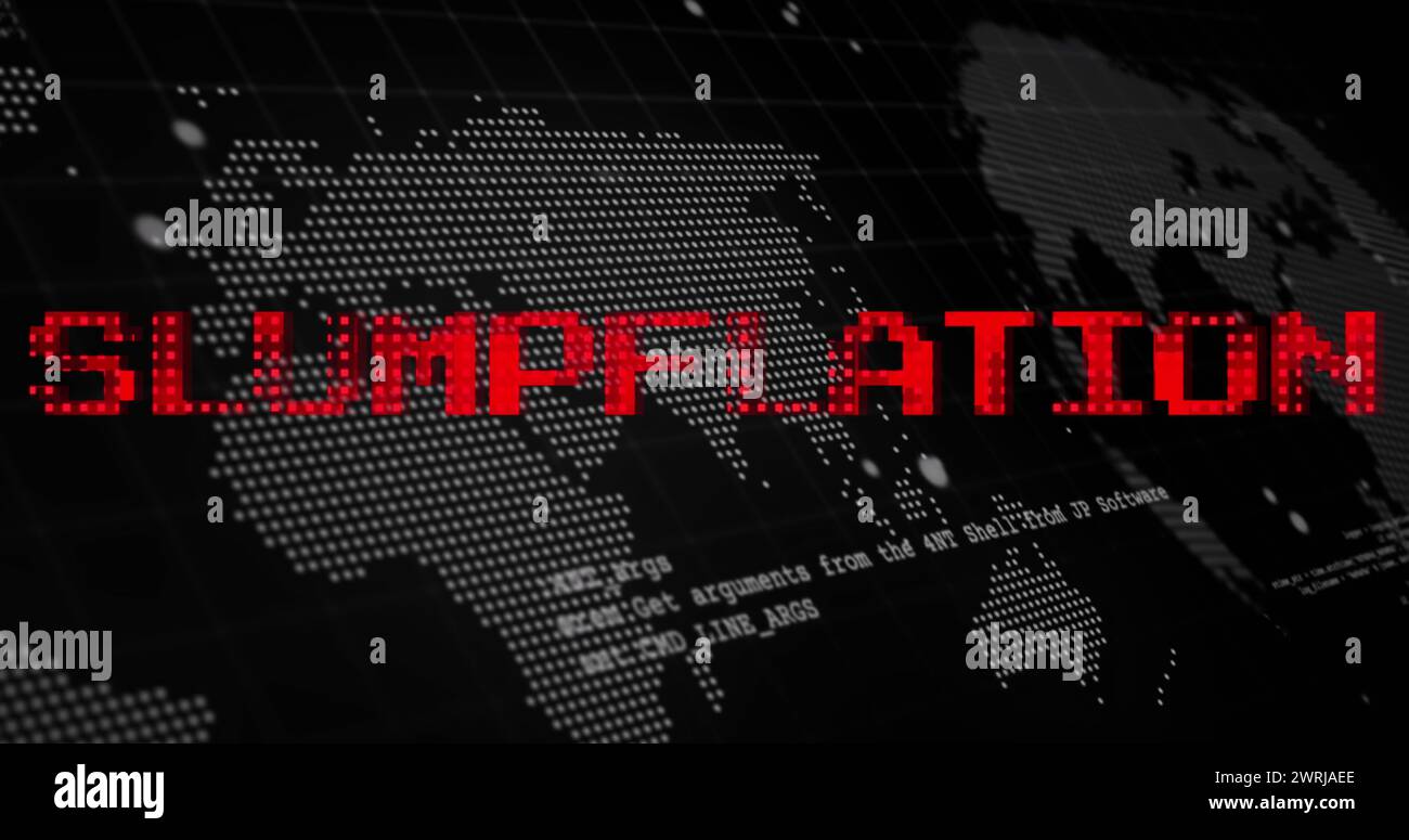 Image of slumpflation text in red over world map and processing data Stock Photo - Alamy
