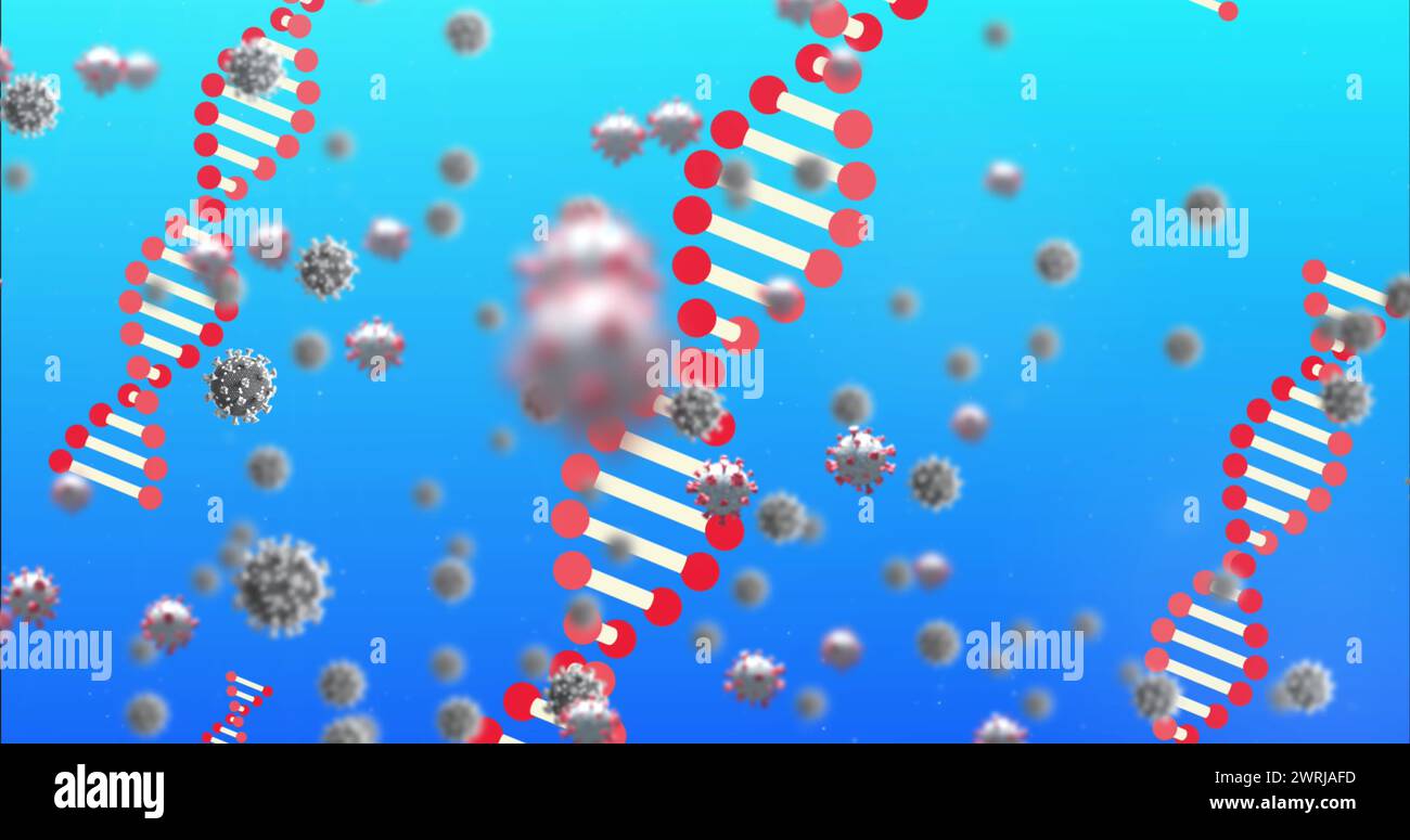 Image of 3D coronavirus Covid 19 cells spreading with rotating DNA ...