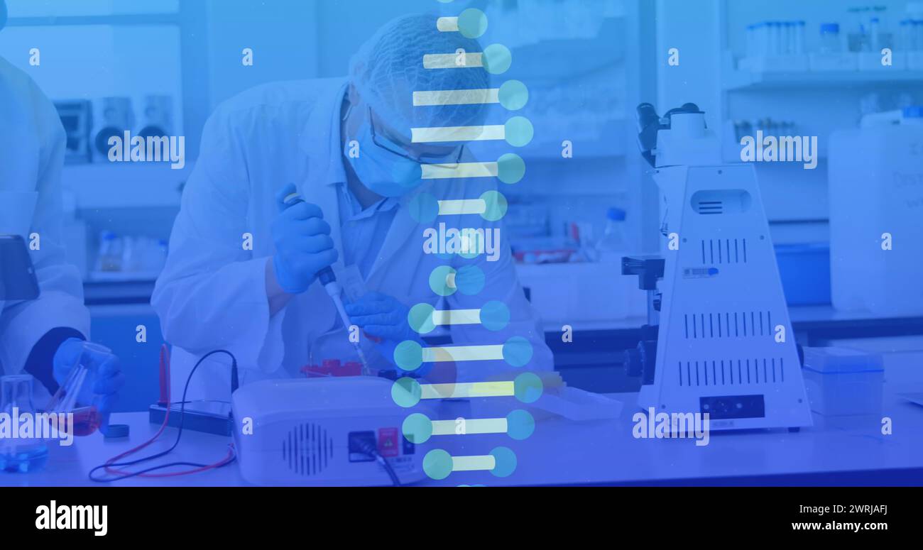 Digital image depicts scientists analyzing DNA and math for COVID-19 ...