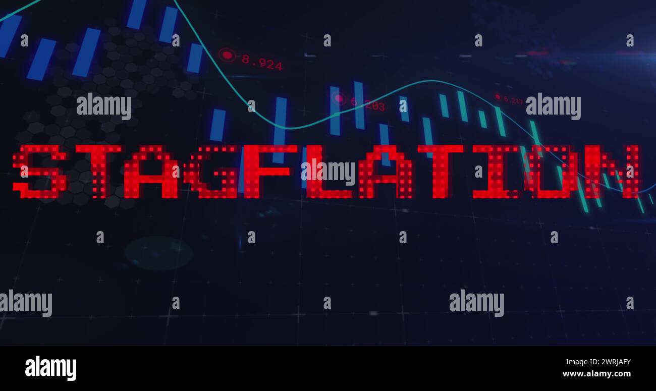 Image of stagflation text in red over graph processing data Stock Photo - Alamy