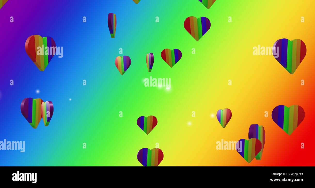 Image of rainbow hearts over rainbow background Stock Photo - Alamy