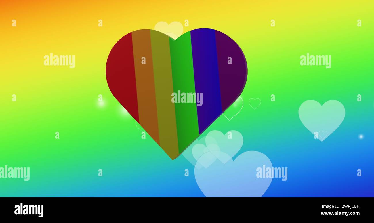 Image of rainbow heart over rainbow background Stock Photo - Alamy