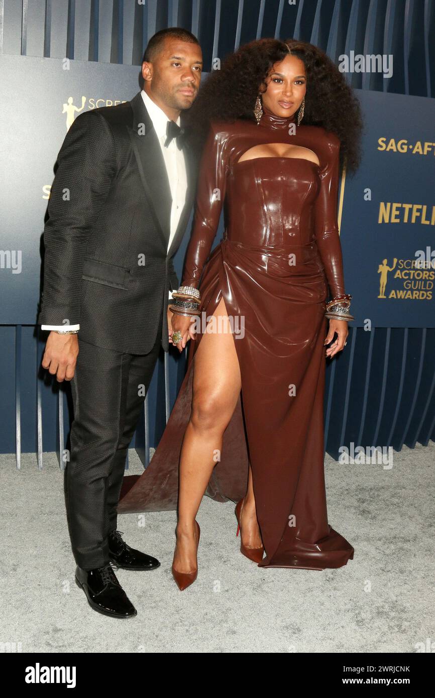 LOS ANGELES - FEB 25: Russell Wilson, Ciara at the 30th Screen Actors ...