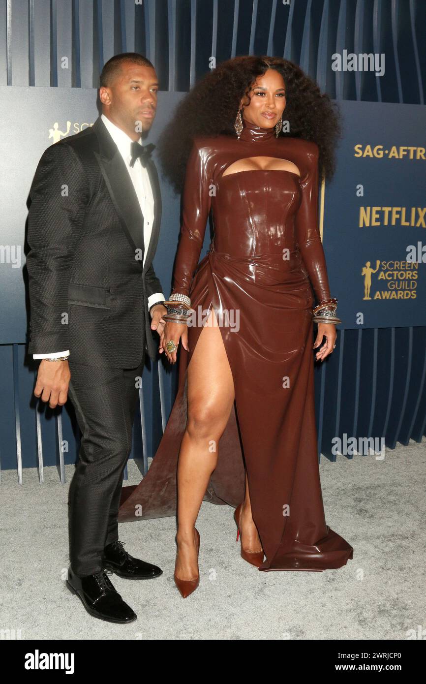 LOS ANGELES - FEB 25: Russell Wilson, Ciara at the 30th Screen Actors ...