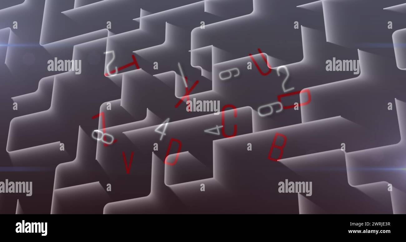 Image of numbers changing over abstract labyrinth Stock Photo - Alamy