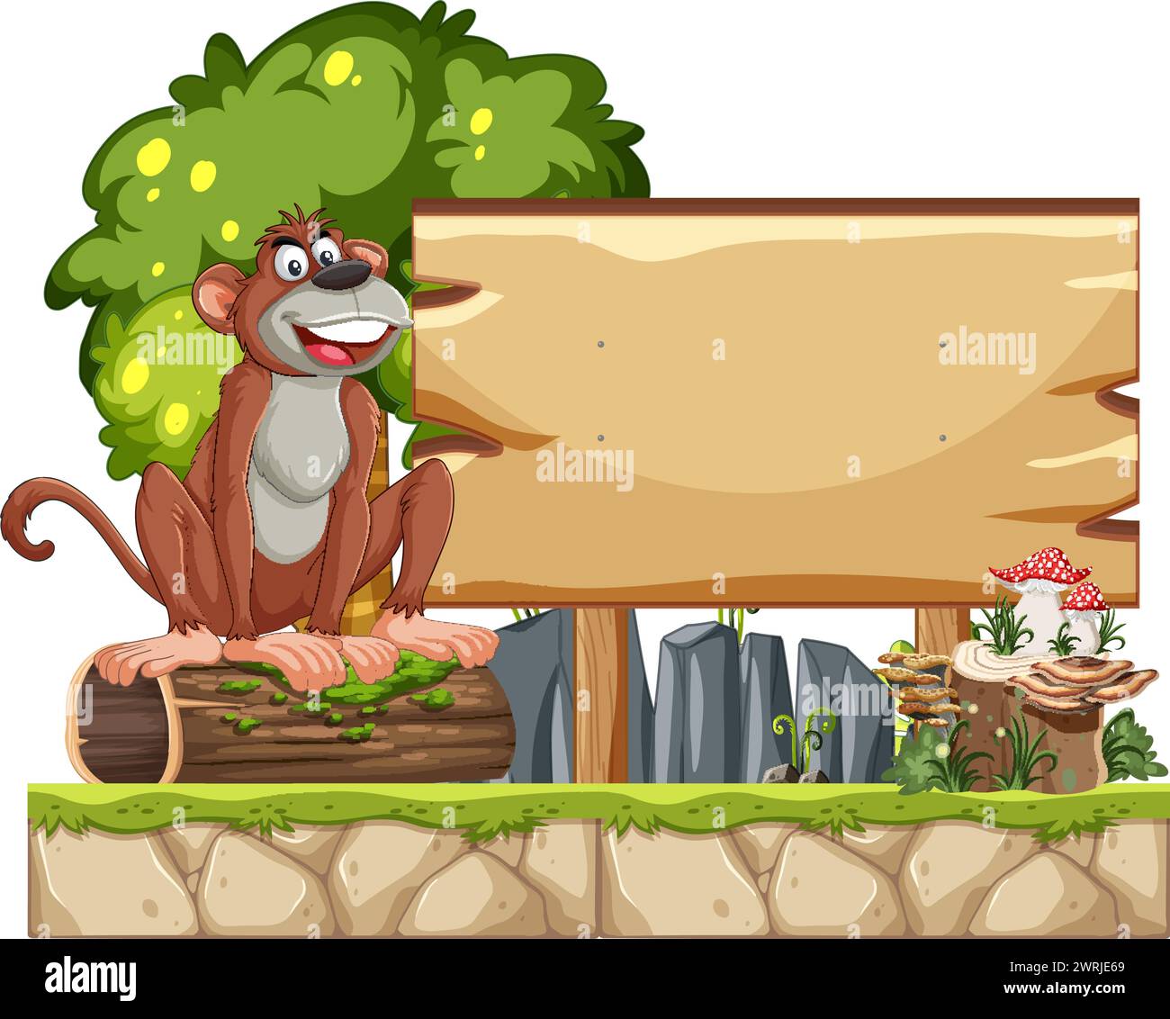 Vector illustration of monkey holding a sign Stock Vector Image & Art ...