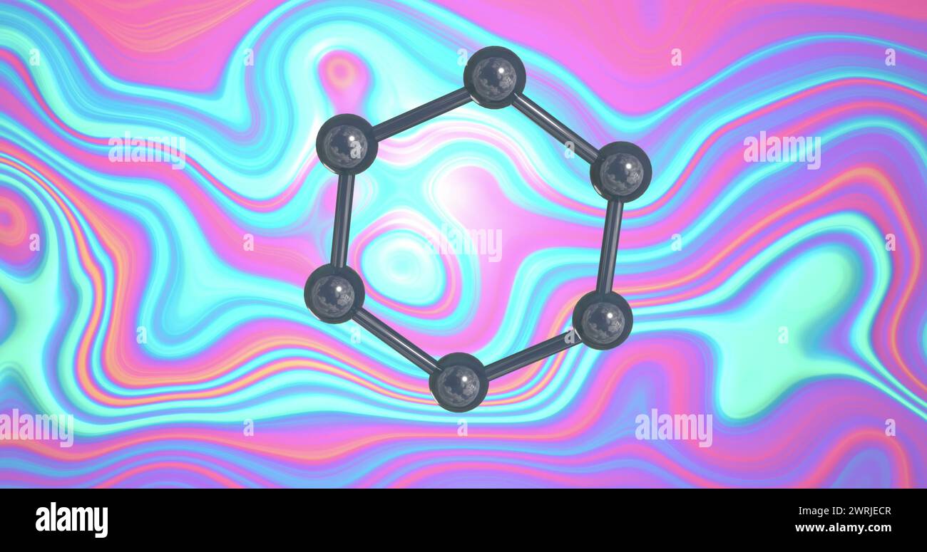 Image of micro of molecules models over pastel background Stock Photo ...