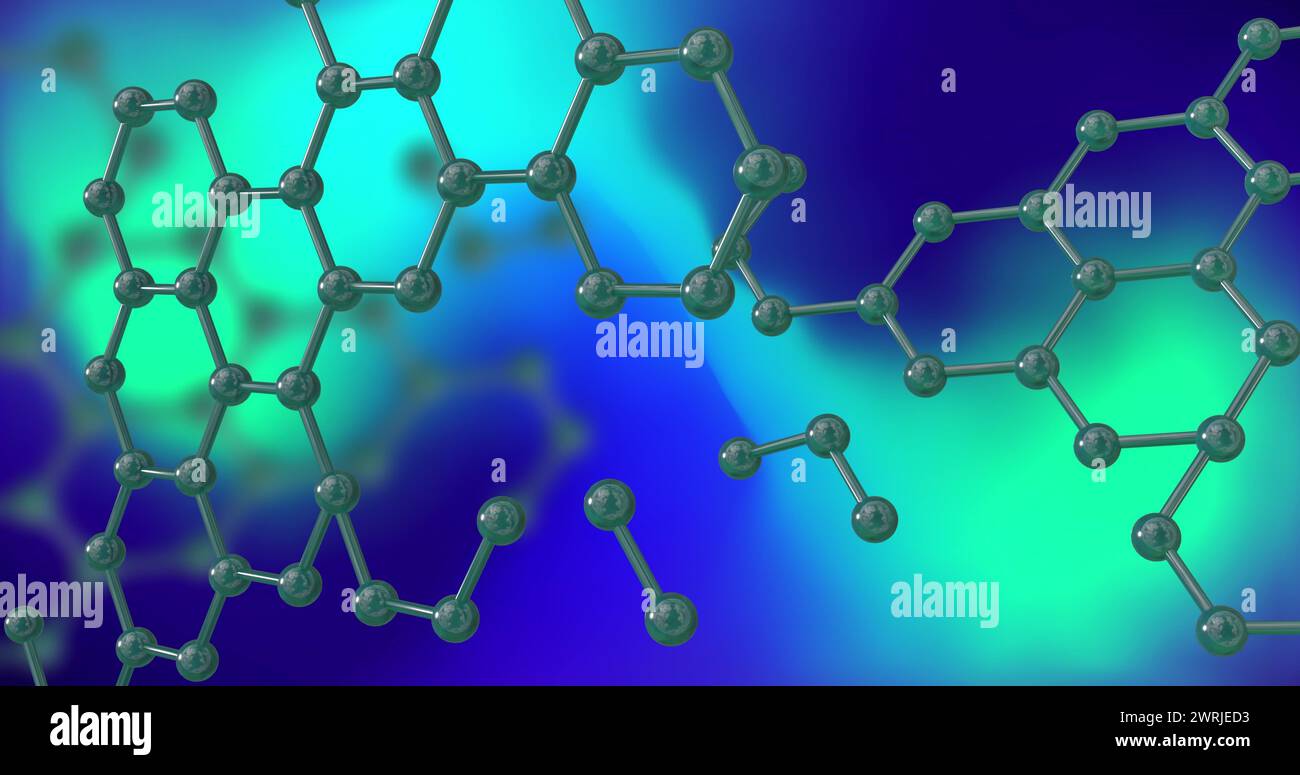 Image of 3d micro of molecules on blue and green background Stock Photo ...