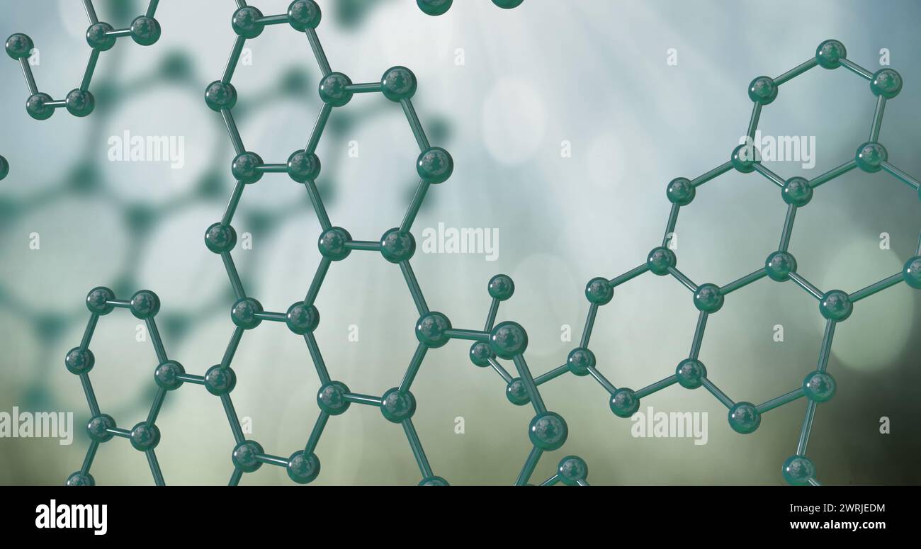 Image of 3d micro of molecules on green background Stock Photo - Alamy