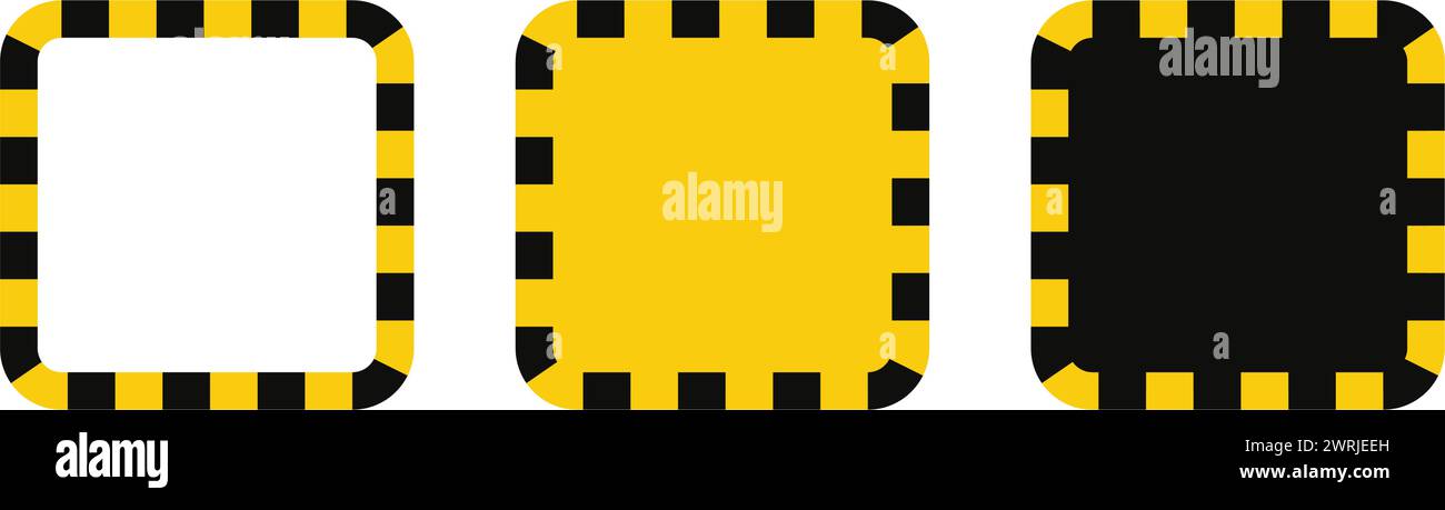 Warning square frame with yellow and black tape. Barricade lines ...