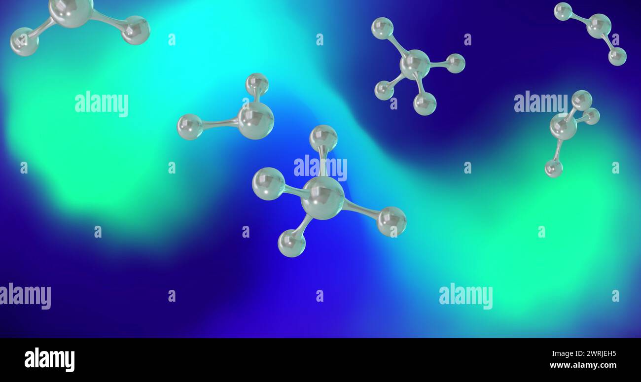 Image of micro of molecules models over multi coloured background Stock ...