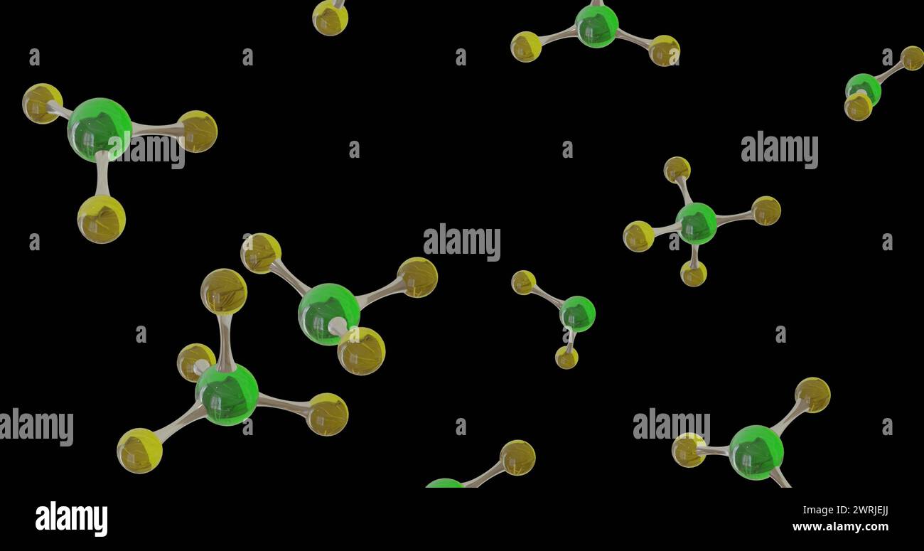 Image of 3d micro of molecules on black background Stock Photo - Alamy
