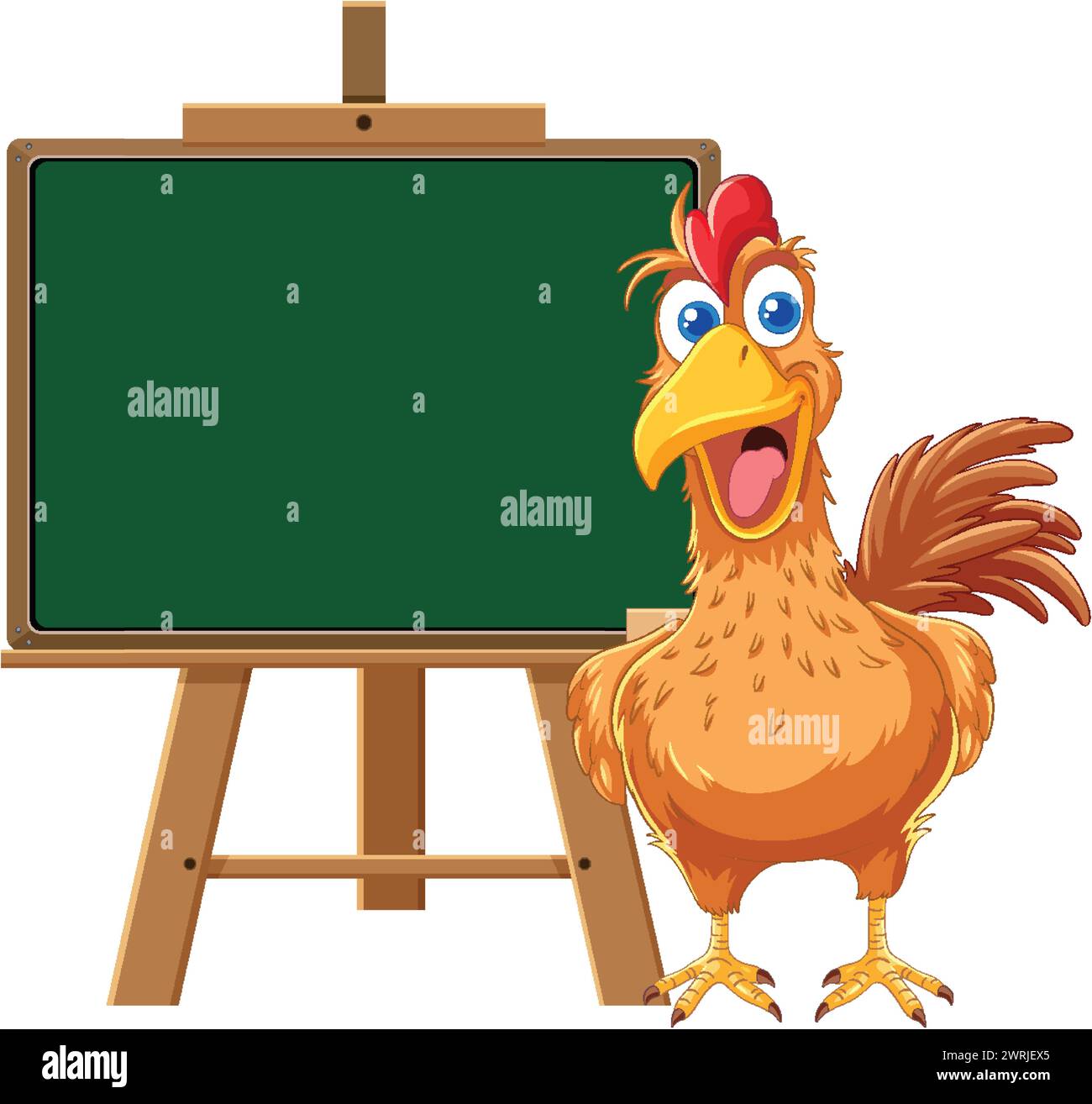Vector illustration of a happy chicken by a chalkboard Stock Vector ...