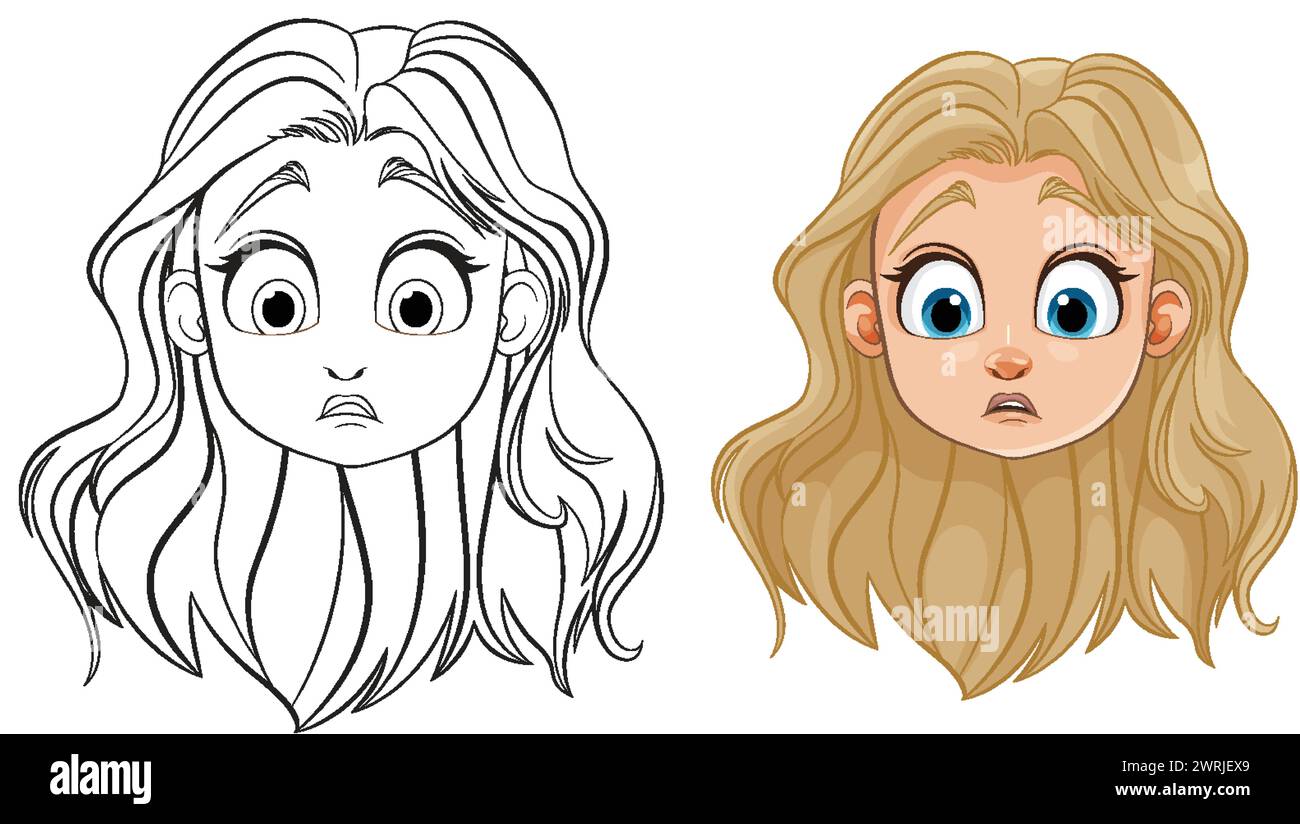 Illustration of a woman's face, sketched and colored Stock Vector Image ...