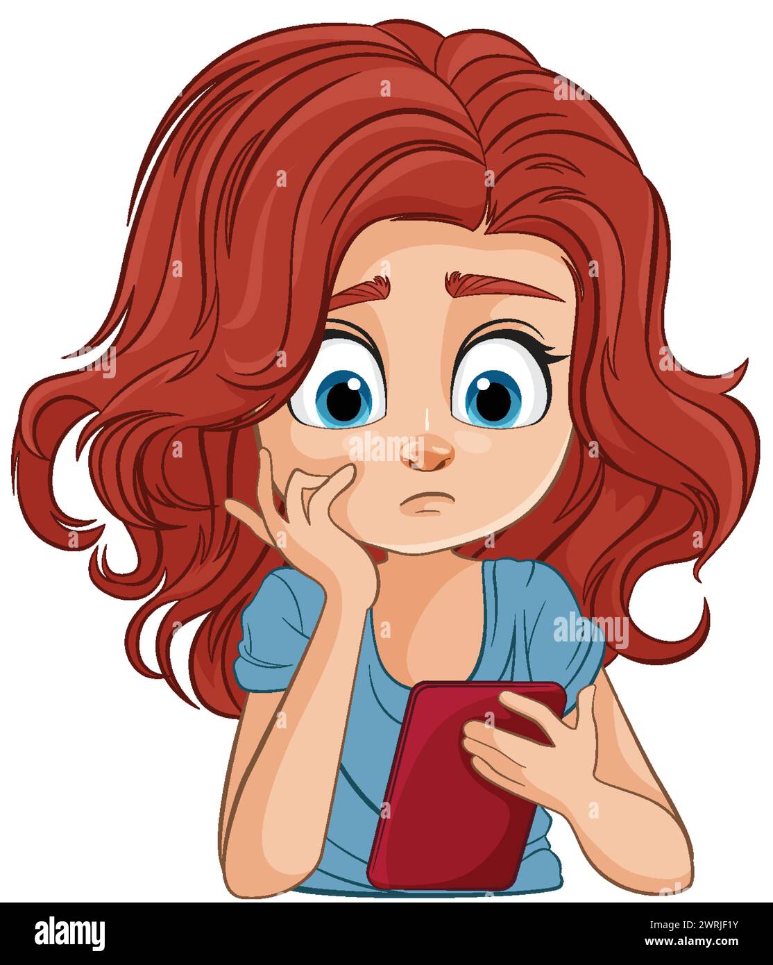 Cartoon of a thoughtful girl with a red book Stock Vector Image & Art ...