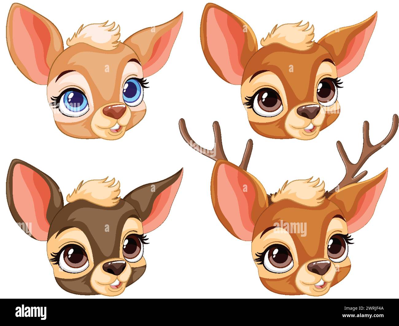 Four cute deer faces showing different expressions Stock Vector Image ...
