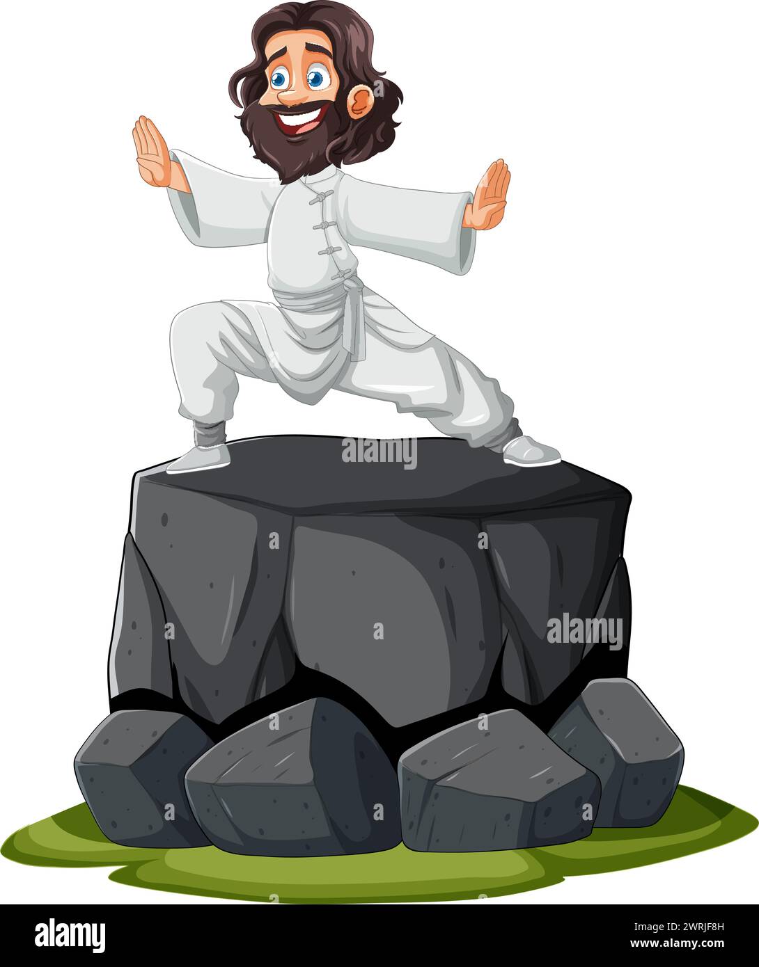 Cartoon martial artist standing on a boulder Stock Vector Image & Art ...