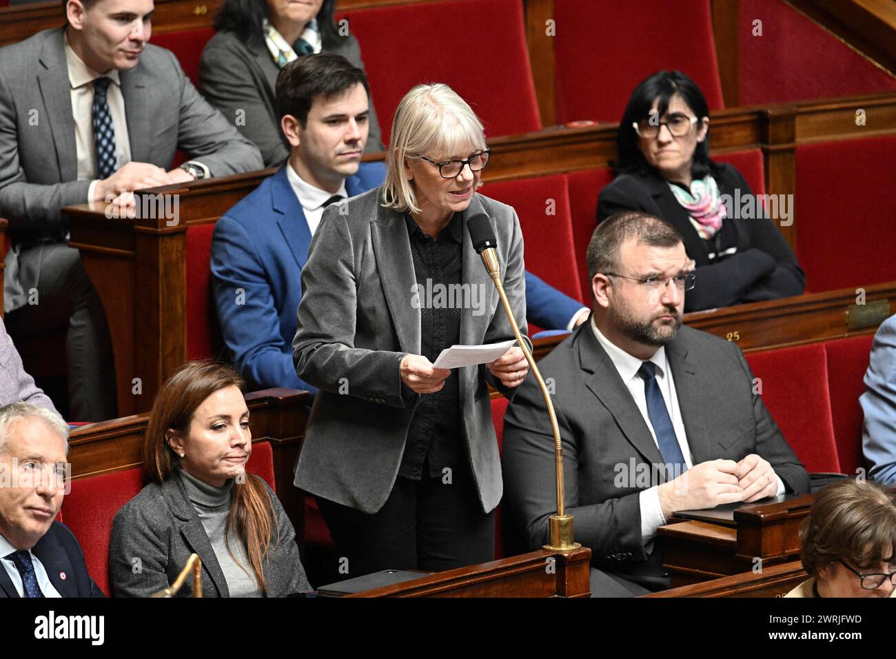 Paris, France. 13th Mar, 2024. Deputy, Florence Goulet attends a ...