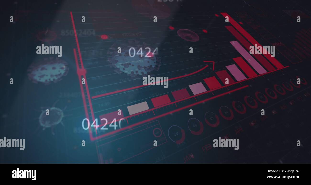 Image of digital interface with icons and data processing. Global ...