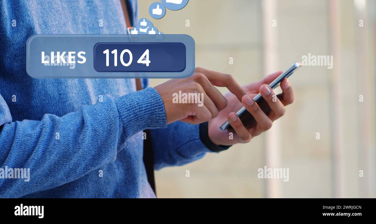 Close up of a man checking his phone Stock Photo - Alamy