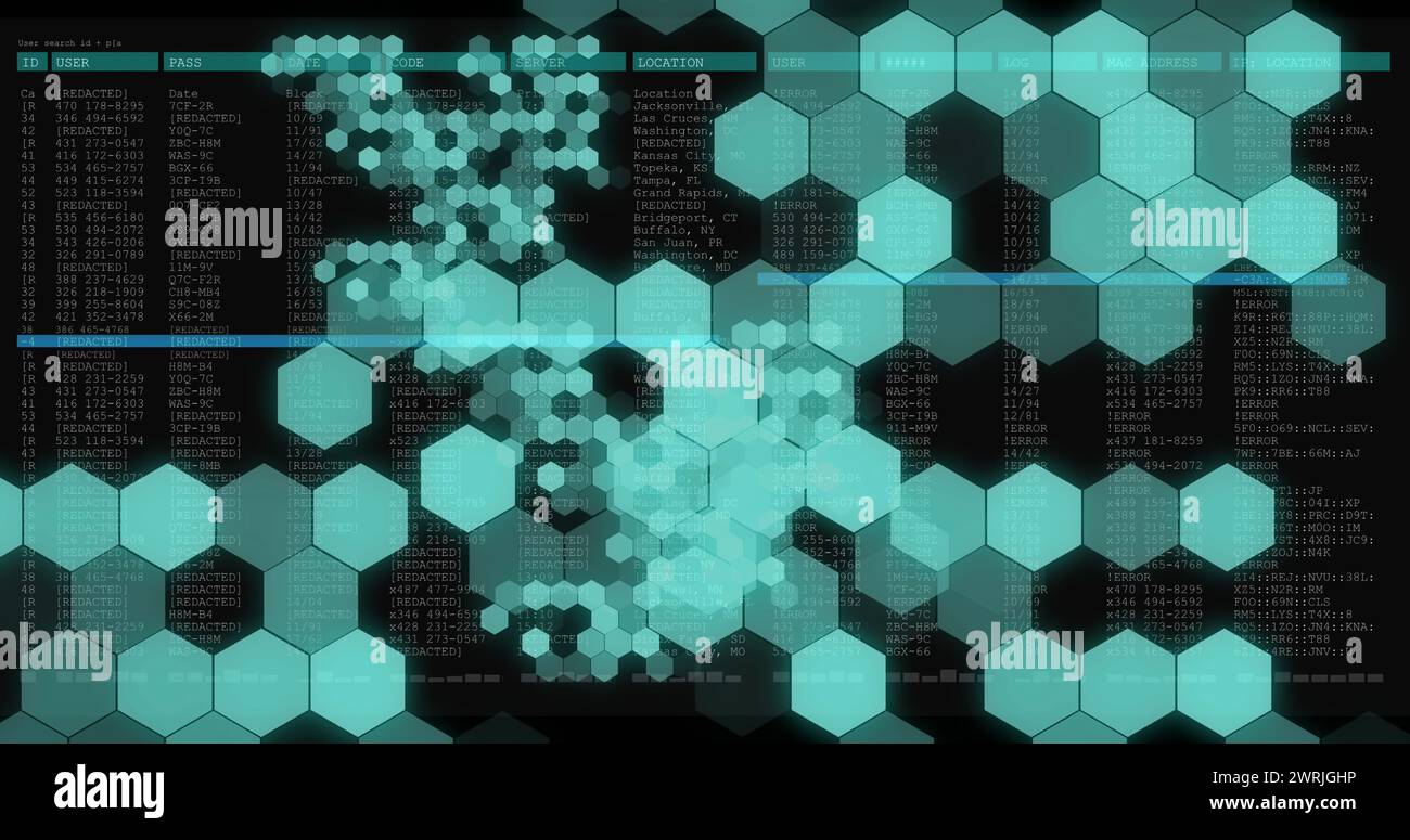 Image of data processing and network of hexagons Stock Photo - Alamy