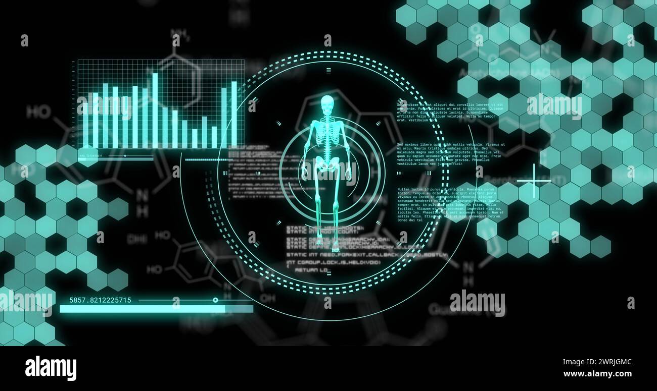 Image of data processing and human body over scopes scanning Stock ...