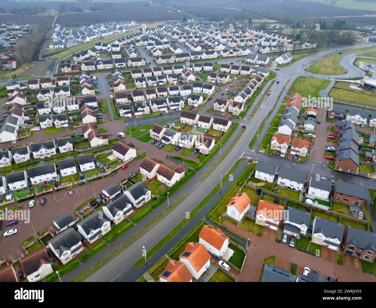 New build houses in new housing estate in Winchburgh, West Lothian ...