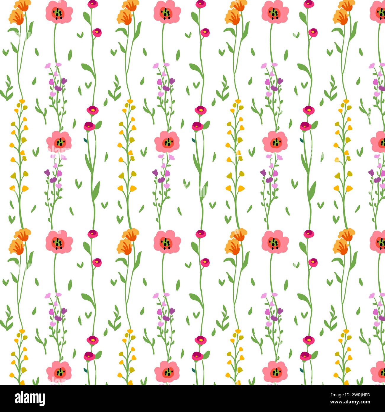 Spring flower branches, exquisite seamless pattern design. Repeating ...