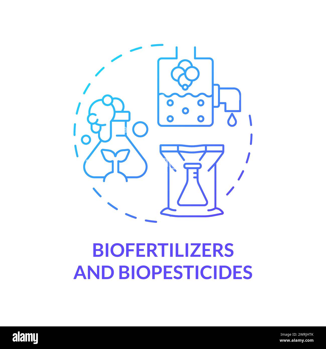 Biofertilizers and biopesticides blue gradient concept icon Stock ...