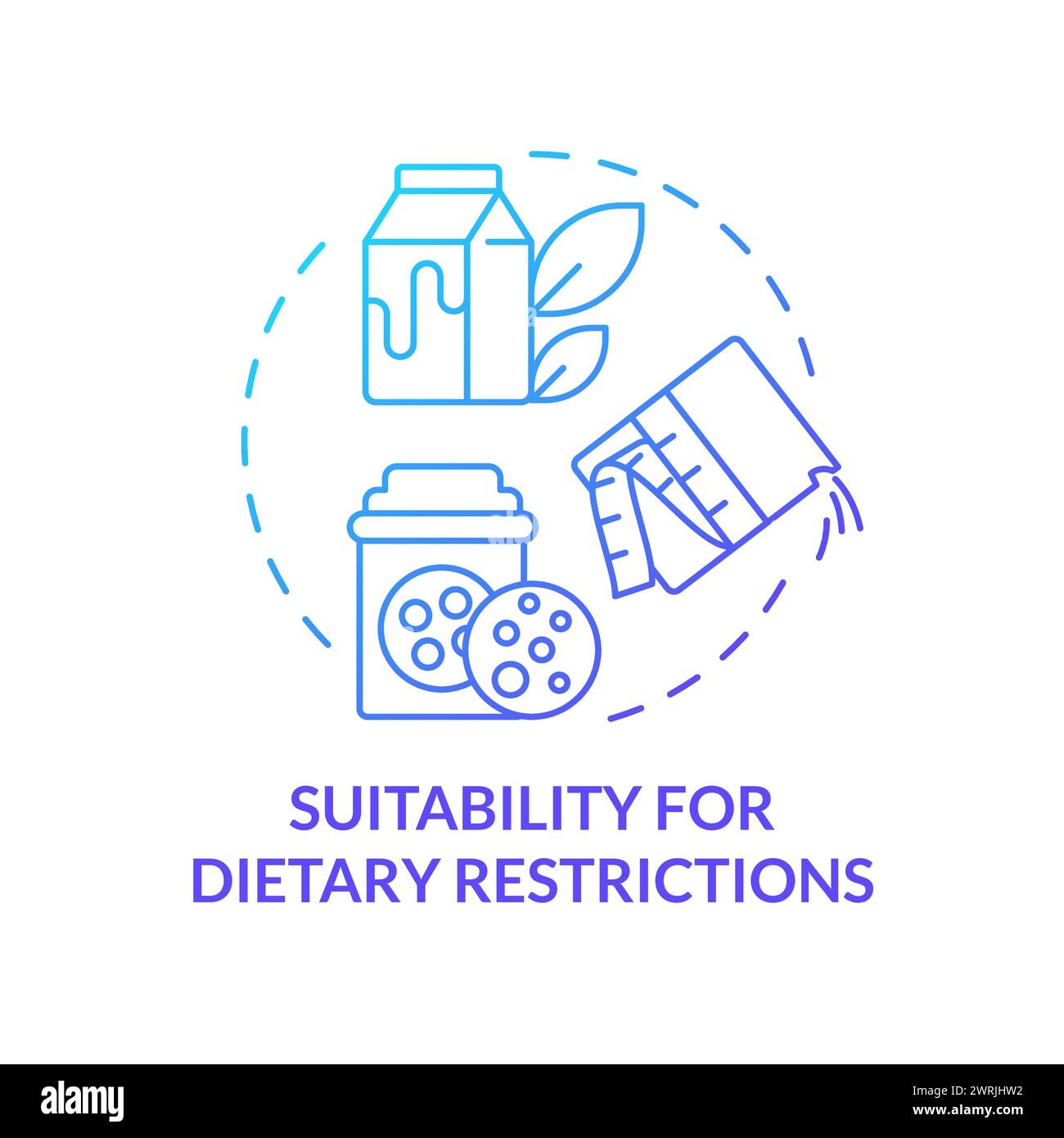 Suitability for dietary restrictions blue gradient concept icon Stock ...