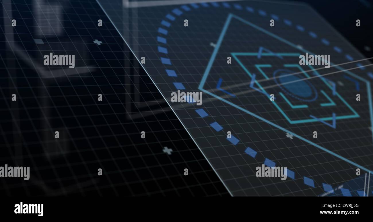 Image of data processing with scope scanning on blue background Stock ...
