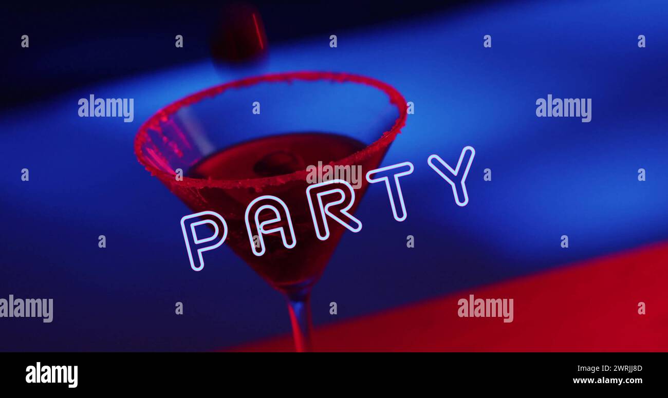 Party text on red hi-res stock photography and images - Alamy
