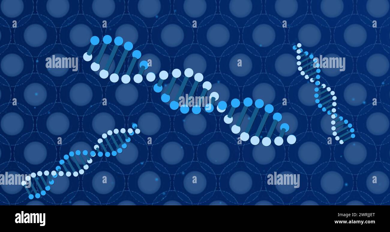 Image of dna over blue cells on blue background Stock Photo - Alamy