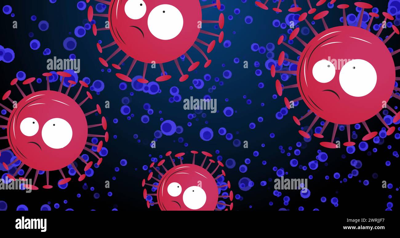 Image of red viruses over blue cells on navy background Stock Photo - Alamy