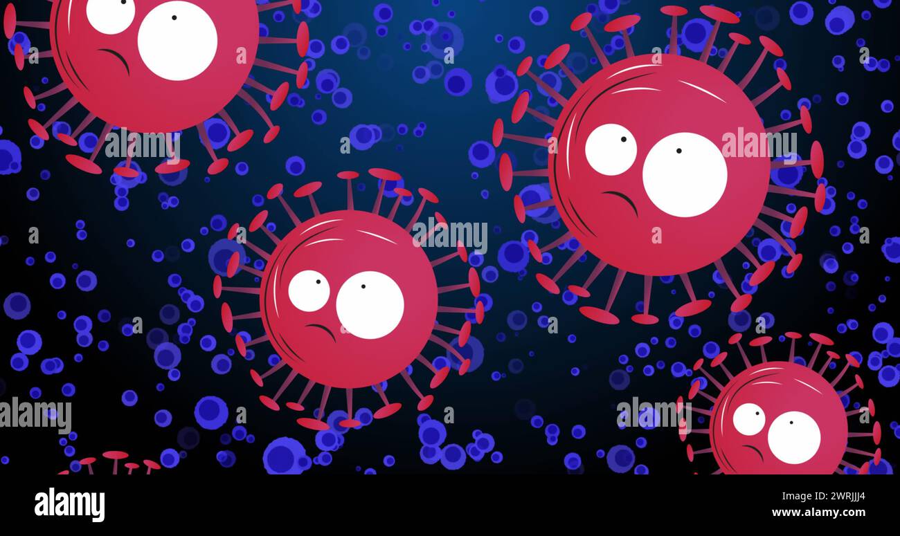 Image of red viruses over blue cells on navy background Stock Photo - Alamy