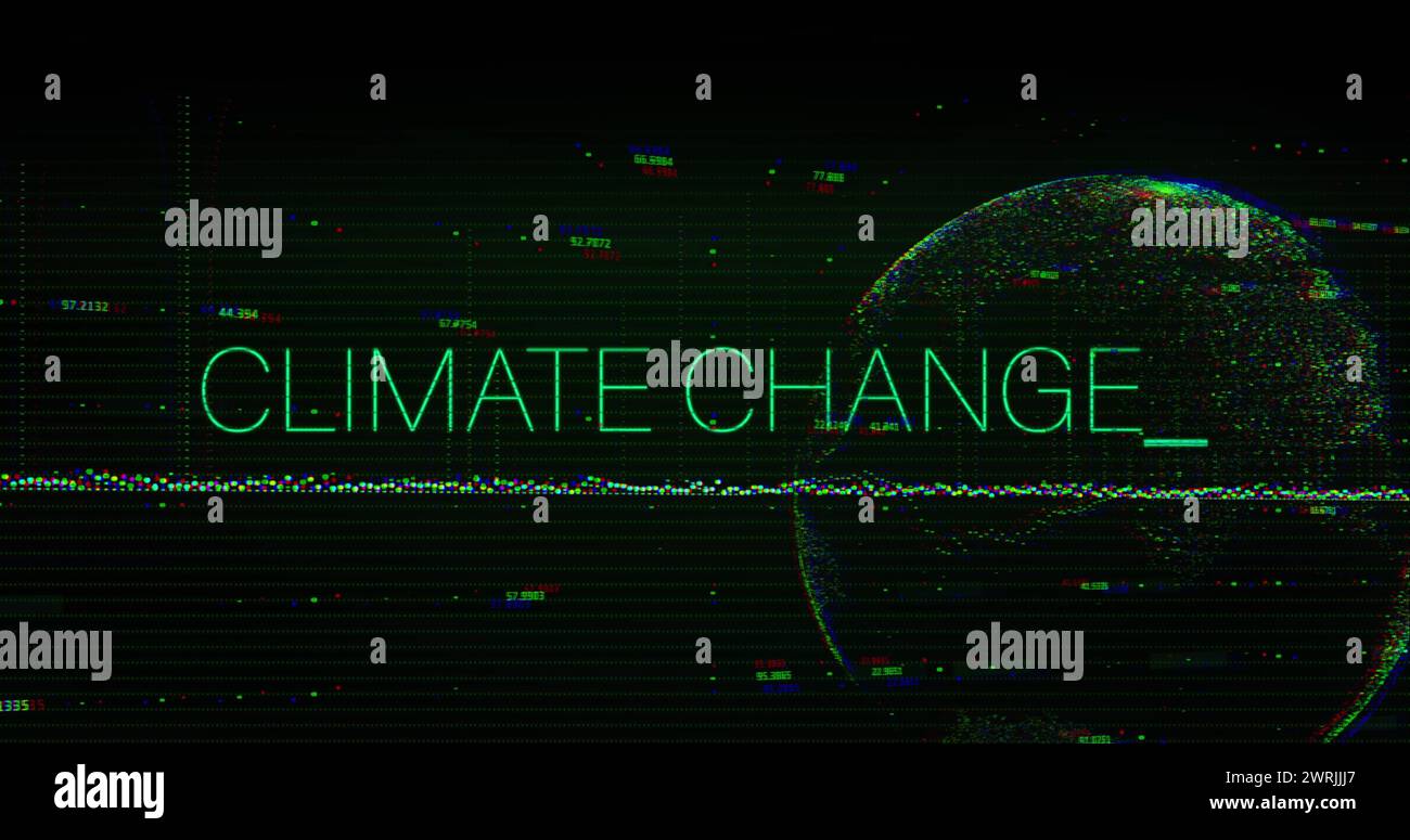 Image of climate change text over data processing and globe Stock Photo ...