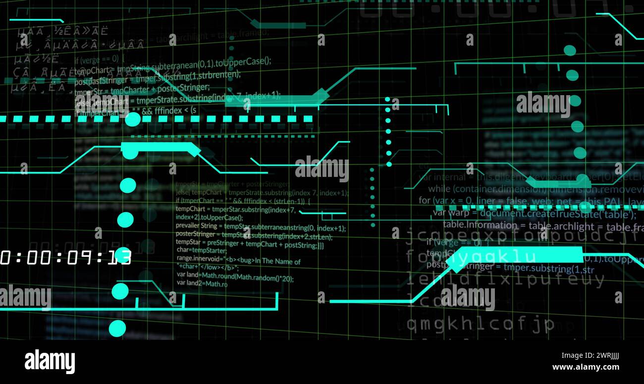 Image of data processing on black background Stock Photo - Alamy