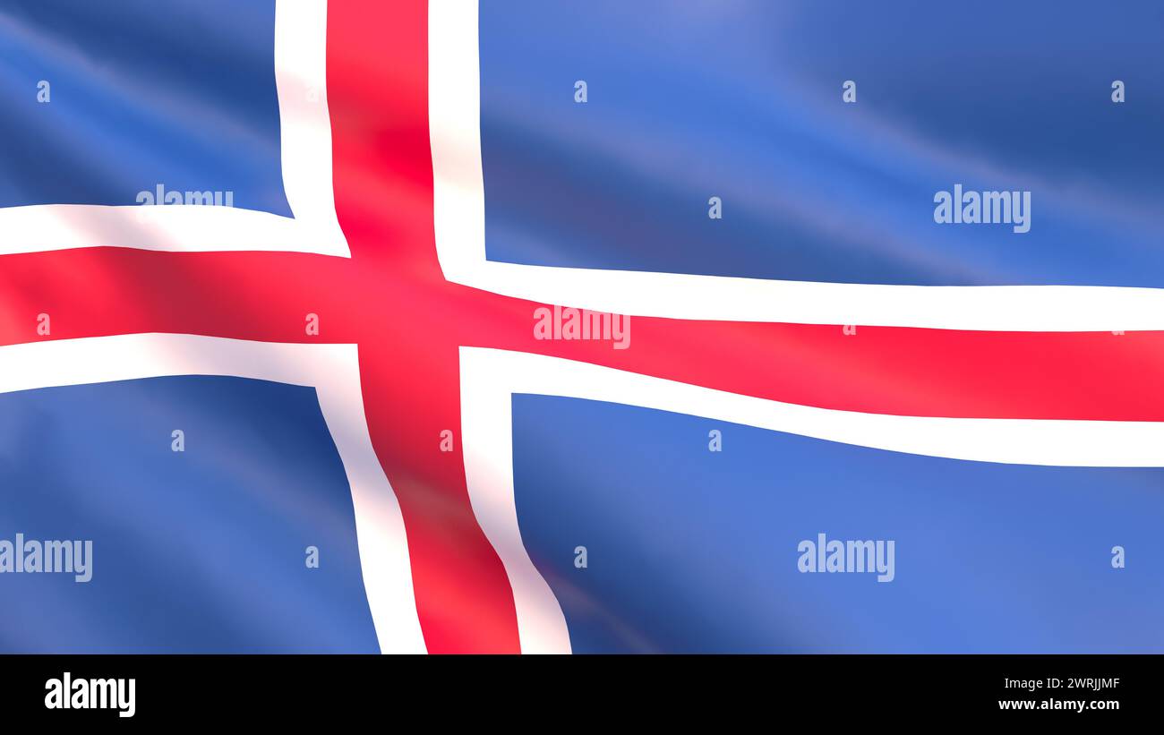 3D render - the national flag of Iceland fluttering in the wind Stock ...