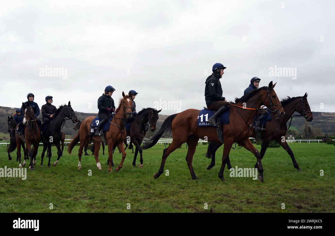 Gordon Elliott trained horses on the gallops ahead of day two of the ...