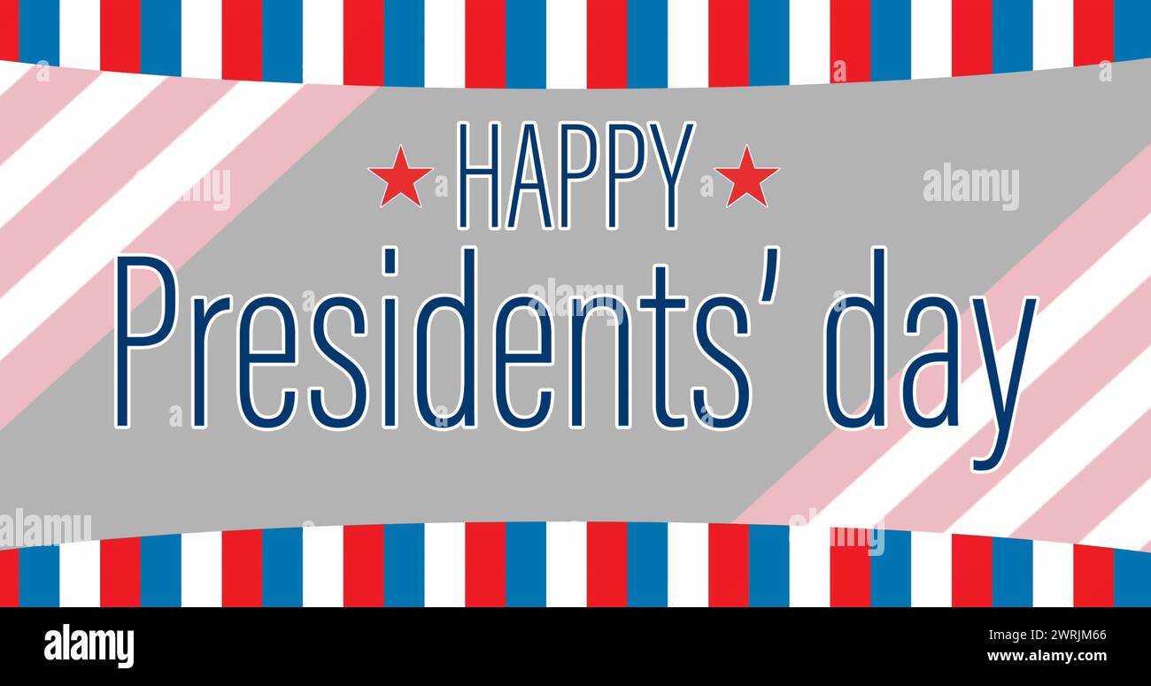 Image of happy presidents day text over striped background Stock Photo ...