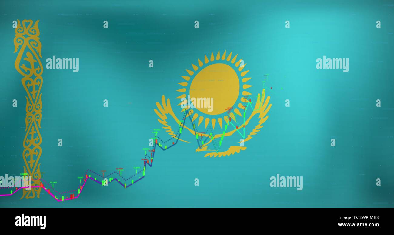 Image of data processing over flag of kazakhstan Stock Photo - Alamy