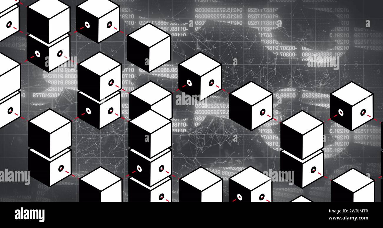 Multiple cubical blocks over network of connections and security chain ...